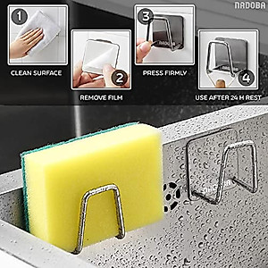 NADOBA Sink Sponge Holder for Kitchen - Stainless Steel Sponge Holder Kitchen Sponge Holder for Sink - Dish Sponge Holder for Sink Soap Sponge Holder - Sponge Caddy for Kitchen Sink Sponge Holder