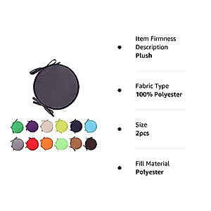 RAILONCH Indoor/Outdoor Chair Pads Round Seat Cushions Garden Patio Home Cushions - Diameter 38cm (2pcs,Dark Grey)