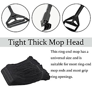 Commercial Mop Head Replacement,Black Cotton Looped End String, Wet Industrial Cleaning Vintage Mop Head Replacements Refill, Machine Washable - Ideal Refill for Commercial Grade Mops(Pack of 3)