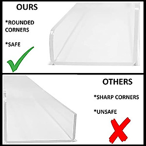 Huji 16 Inch Clear Acrylic Shelf with Rounded Corners for Books, Collectibles, Photos, Coffee Mugs, Makeup, Funko Pops, Toys, Spice Rack