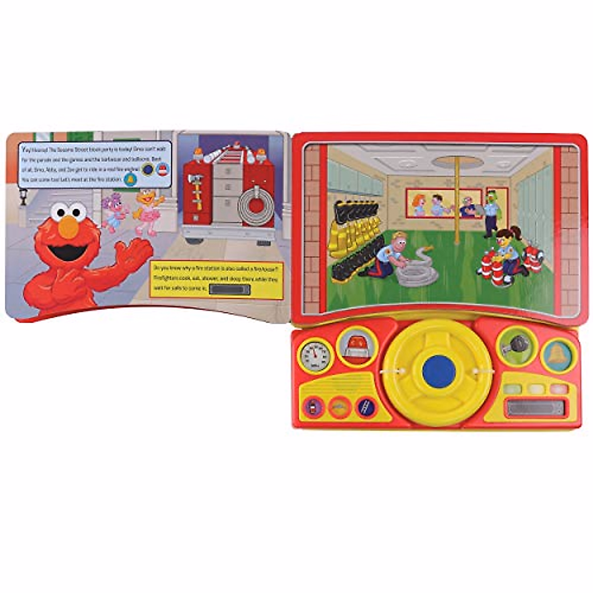 Sesame Street - Elmo's Big Fire Truck Adventure - Sound Book with Interactive Toy Steering Wheel - PI Kids (Play-A-Sound)