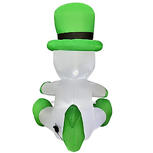 SEASONBLOW 4 Ft LED Inflatable St. Patrick's Day Unicorn Decoration with Gold Coin Pot for Home Yard Lawn Garden Indoor Outdoor