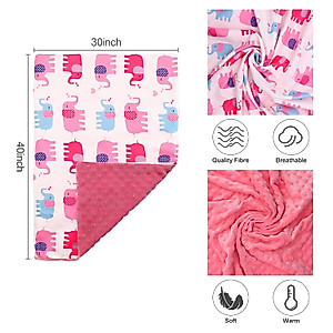 Kids Baby Blankets, Baby Girls Pink Blanket Bed Printed Animal Elephant Blankets, Baby Girl Blankets Soft Plush Toddler Blankets, Shower Gifts for Girls, Elephant, Pink, 30x40 Inches (76x102cm)