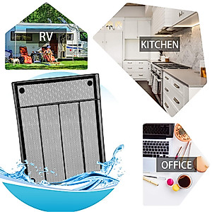 E-far Kitchen Drawer Organizer, Mesh Wire Utensil Tray Drawer Organizer, Black Narrow Metal Silverware Flatware Cutlery Holder/Divider with Foam Feet, 5 Compartment & Small Size - 12.5 x 9.25-Inch