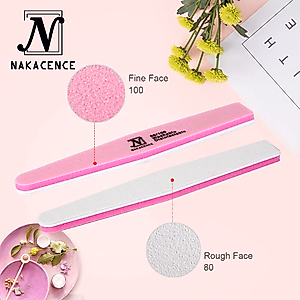 Sponge Nail File and Buffer for Nail Art Care Double Sides - Sponge and Emery Boards Professional Nail File Designed in 80/100 Grit Manicure Nail Tools Pack of 6Pcs Color Pink