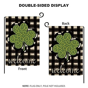 St Patricks Day Garden Flag 12.5x18 Vertical Double Sided Decorative Happy St Patricks Day Shamrock Welcome Garden Flag for Outside Yard Lawn Outdoor St Patricks Day Decoration-L27