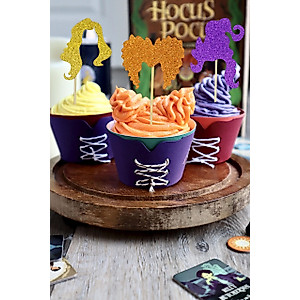 40Pcs Hocus Pocus Cupcake Toppers, I Put A Spell on You, I Smell Children Cupcake Toppers, Halloween Hocus Pocus Baby Shower Gender Reveal Party Decorations, Halloween Birthday Party Decorations