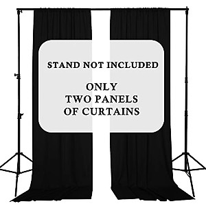 StangH Black Backdrop Curtains for Parties - 10 ft Curtain Drapes for Partition Room Dividers Curtains Waterproof Home Theater Studio Backgrounds Wedding Stage Stand Panels, 2 Panels