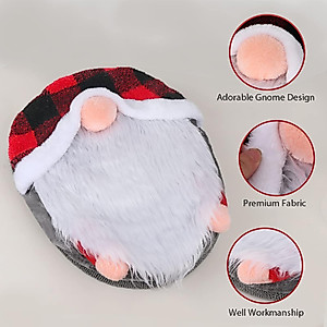 JAPIIM Christmas Toilet Seat Cover, 4pcs Christmas Bathroom Decorations, Swedish Christmas Bathroom Decor, Black Red Plaid Xcmas Decorations, Gnome Toilet Tank Cover for Christmas Bathroom Decoration