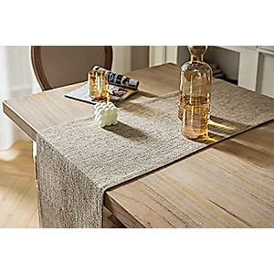 ZeeMart Burlap Style Farmhouse Table Runners 36 Inches Long, Beige Rustic Woven Dining Table Runner for Everyday Use, 14x36 Inches, Oatmeal Beige