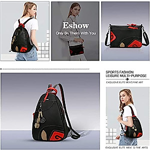 Eshow Small Backpack Purse for Women PU Leather Women's Backpack 2 Way Convertible Casual School Backpacks Hobo Handbag-2 Pcs