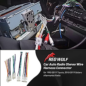 RED WOLF Radio Stereo Wire Harness w/Steering Wheel Control Switch Wiring Harness Replacement for Toyota 2003-2011, Scion/RAV4,Lexus Vehicles