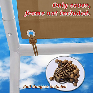 Strong Camel Outdoor 10x20 Ft Replacement Canopy Roof Cover Valanced Carport Covers with Ball Bungee(Without Edge 10'x20', Tan)