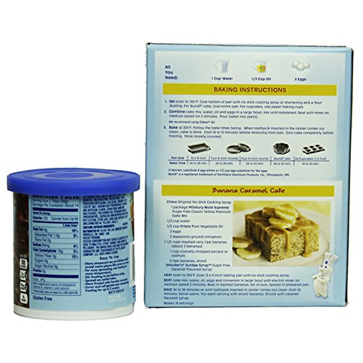 Pillsbury Moist Supreme Sugar Free Classic Yellow Premium Cake Mix, 16 Oz. And Pillsbury Creamy Supreme Sugar Free Frosting Chocolate Fudge, 15 Oz