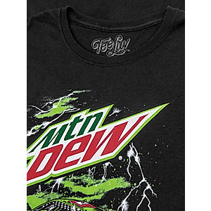 Tee Luv Men's MTN Dew Racecar T-Shirt - Mountain Dew Soda Logo Racing Shirt, Black, M