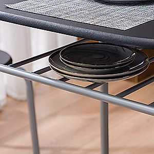 SSLine Compact 3 Piece Dining Set Kitchen Dining Table with 2 Chairs Small Breakfast Nook Bistro Pub Table with Wine Rack Modern Dining Room Space Saver Table Chair Set for Apartment Dorm