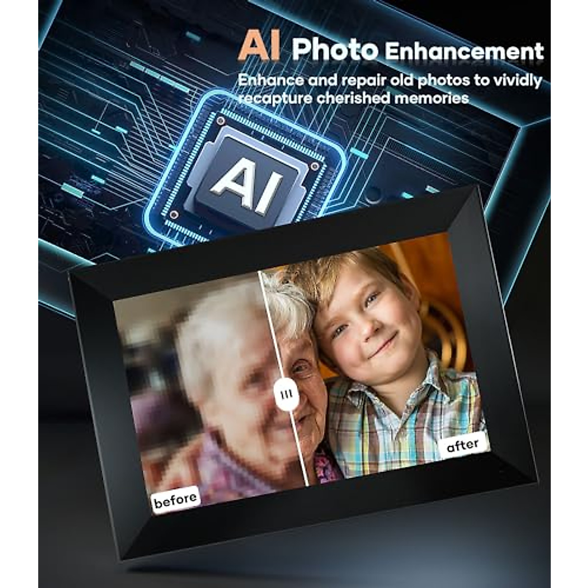 Cozyla Digital Picture Frame WiFi Free Unlimited Storage AI-Powered Send Pictures & Video via Google Photos Email Web Browser App Digital Photo Frame Electronic Picture Frame Slideshow 10.1 Inch Black