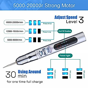 Newest USB Rechargeable Engraving Pen with 35 Bits and 4 Stencils,Mini Electric Engraving Machines Engraver Pen Etching Pen Cordless Rotary Tools Engraved Jewelry Glass Metal Wood Resin