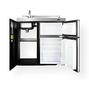 Summit Appliance CK36EL Wide All-In-One Kitchenette; 3.2 cu.ft; Cycle Defrost; Includes a 2-door Refrigerator-freezer; 2-burner Coil Cooktop; Sink and Large Storage Cabinet