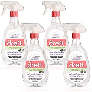 Dreft Baby Odor Eliminator & Fabric Refresher Spray, Plant- Based Ingredients and Hypoallergenic Formula, Great for Baby Clothes, Crib Sheets, Baby Strollers and More 24 Fl Oz (Pack of 4)