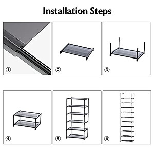 HODYANN 10 Tiers Shoe Rack, 20 Pairs Narrow Shoe Rack Organizer, Space Saving Non-Woven Fabric Metal Shoe Shelf, Stackable Large Shoe Rack for Closet (Black-N)