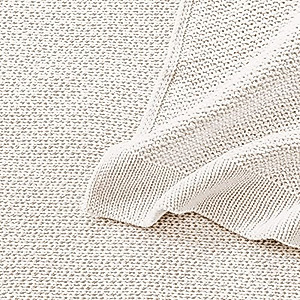 PLEASANT BOULEVARD | Cozy Knitted Throw Knit Blanket, Lightweight Woven Soft Warm Bedspread for Couch Sofa Home Decor and Bed (Beige, Throw(50 x 65in))