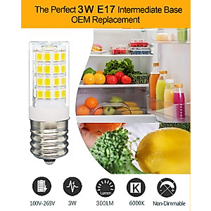 Tupolife KEI D28x kel 2816x Refrigerator Bulb 3W E17 LED Freezer Light Bulb Replacement, 5304522314 5304517886 Cool White 6000K 100V-265V Fridge Lamp, 1-Pack