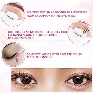 Lash Shampoo for Lash Extensions Eyelash Extension Cleanser, 3.98L Professional Eyelid Foaming Cleanser, Free Non-lrritating Wash for Extensions Lashes with Salon and Home Care, 20 Cleansing Brushes