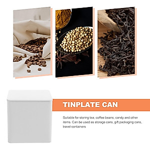 EXCEART 4pcs Metal Tea and Tin Set Airtight Square Canisters with Lids Containers for Coffee Loose Tea Candy or Spices Seasoning Storage White