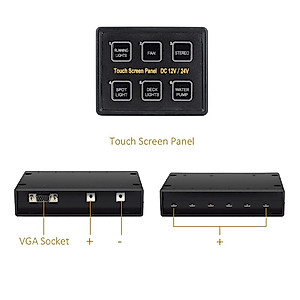 12V/24V 6 Gang LED Capacitive Touch Control Screen Switch Panel Slim Box With 15Pin VGA Tranmission Cable for Car Marine Boat