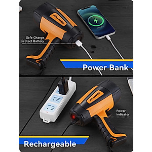 Durapower Rechargeable Spotlight, 60000 Lumen Super Bright LED Handheld Spotlight, IP44 Waterproof Spotlight Flashlight Portable for Marine Boat Camping Country Farm Gift