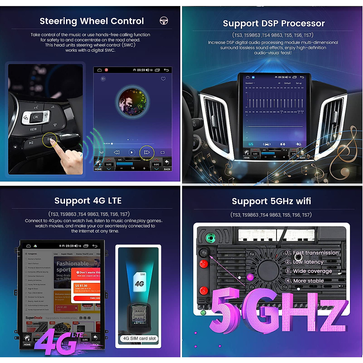 Android 11 Car Stereo GPS Sat Nav for Mondeo Mk4 2011-2013 Touchscreen Multimedia Player Support WiFi Bluetooth Mirror Link TPMS CarPlay + Front and Rear Double Recording DVR,TS2 2+32GB