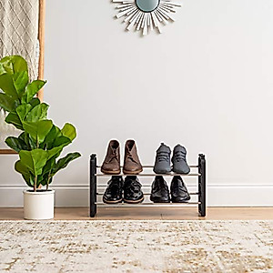 IRIS USA 2-Tier Shoe Rack, Up to 6 Pairs, Shoe Organizer for Closet Entryway Small Space, Shoe Storage Shelf, Tall Metal Shoe Rack, Shoe Stand, High-Heels