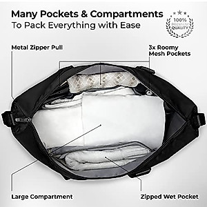 BOACAY Travel Duffle Bag for Women & Men - Weekender, Overnight & Gym Bag - Mommy Large Tote - Carry on for Airplane with Wet Pocket & Luggage Sleeve