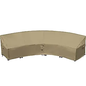 Flexiyard Curved Patio Furniture Cover for Outdoor Sectional Sofa, 190"(128") Reinforced Waterproof 600D Patio Sectional Couch Cover, Half Moon Lawn Outside Garden Furniture Winter Protective Cover