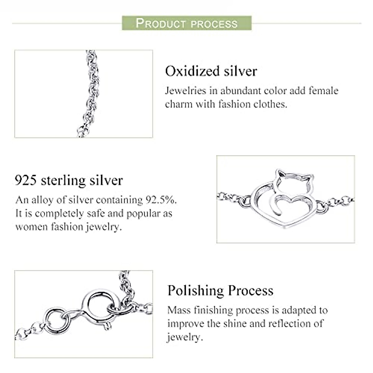 RUKYF 925 Sterling Silver Cat Charm Bracelets for Women Adjustable Cats Love Charm Bracelet Cute Cat Gifts for Cat Lovers