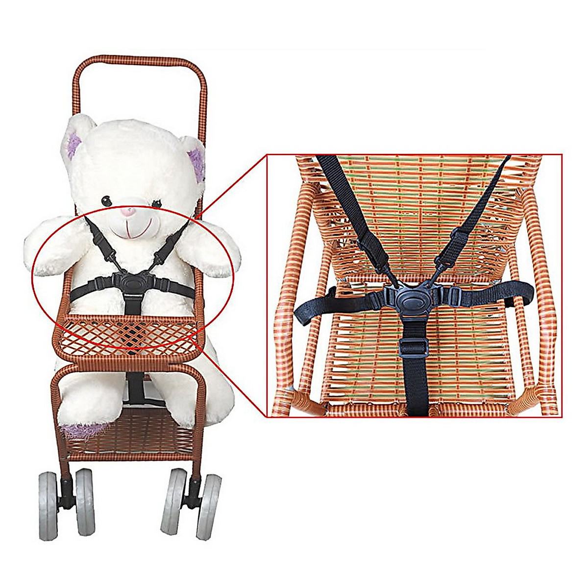 Hugesavings 5 Point Safety Harness Belt, Baby Safety Straps Seat Belts Baby Chair Stroller Pram Buggy Strap for Stroller High Chair Pram Buggy Children Kid Pushchair