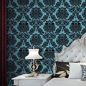 JZ·HOME Y1255 Damask Peel and Stick Wallpaper 17.7" x 9.8ft Removable Contact Paper Self-Adhesive Damask Furniture Paper Drawer Shelf Liner Vinyl Decorative Film