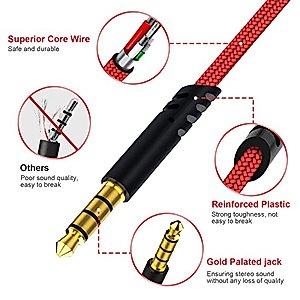 Tobysome Replacement A10 A40 A30 Cable for Connect Astro A10 Astro A40 Gaming Headset to Playstation 4 PS4 Controllers, Smartphone,MixAmp,PCs and Macs with 3.5mm Aux Jack(2M,Red with Mute Function)