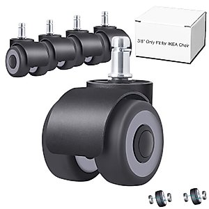 Office Chair Wheels Set of 5, (10MM Fit IKEA Chair Only) Heavy Duty Computer Desk Chair Wheels Replacement with 4 Ball Bearings,YAEMIKY 700Lbs Soft Rubber Casters for Wood Floors No More Chair Mat