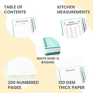 Teal Petal Blank Recipe Book To Write In Your Own Recipes - Recipe Journal, Hardcover Recipe Notebook Holiday Baking Cookbook Gift for Bride Engagement Gift Box, 5.75x8.75 Teal Utensils