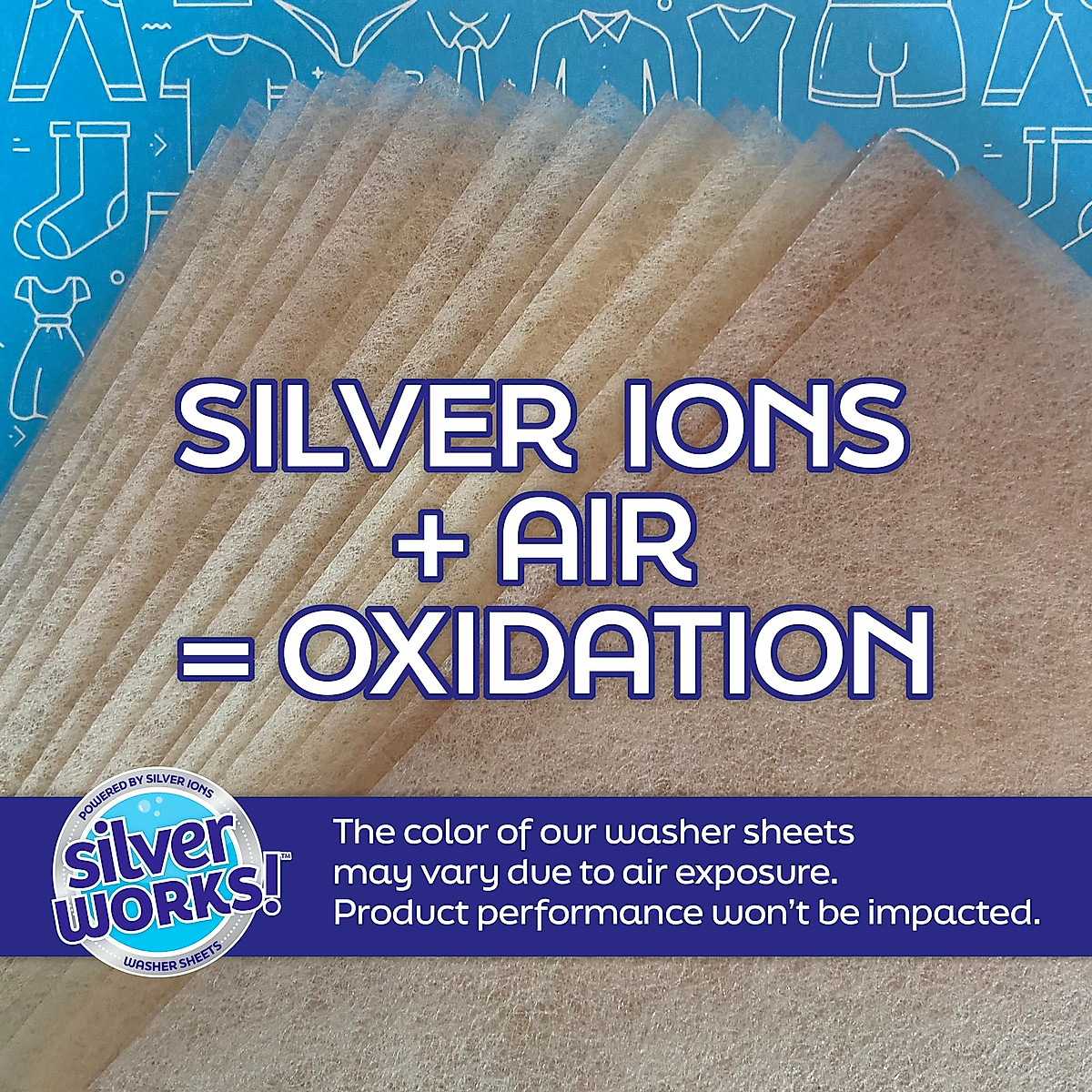 SilverWorks! Deodorizer Laundry Odor Eliminator For Clothes - Natural Silver Ion Infused Washer Sheets - Laundry Deodorizer Odor Eliminator - Lasting Laundry Odor Remover Dryer Deodorizer –24 Loads