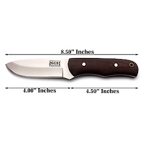 GCS Micarta Handle D2 Tool Steel Tactical Hunting Knife with leather sheath Full tang blade designed for Hunting & EDC GCS 507