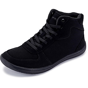 WHITIN Men's Wide Toe Box Canvas Minimalist Barefoot Shoes Width Zero Drop Minimus Sneaker Male Size 12 Athletic Workout Walking Minimal All Black 46