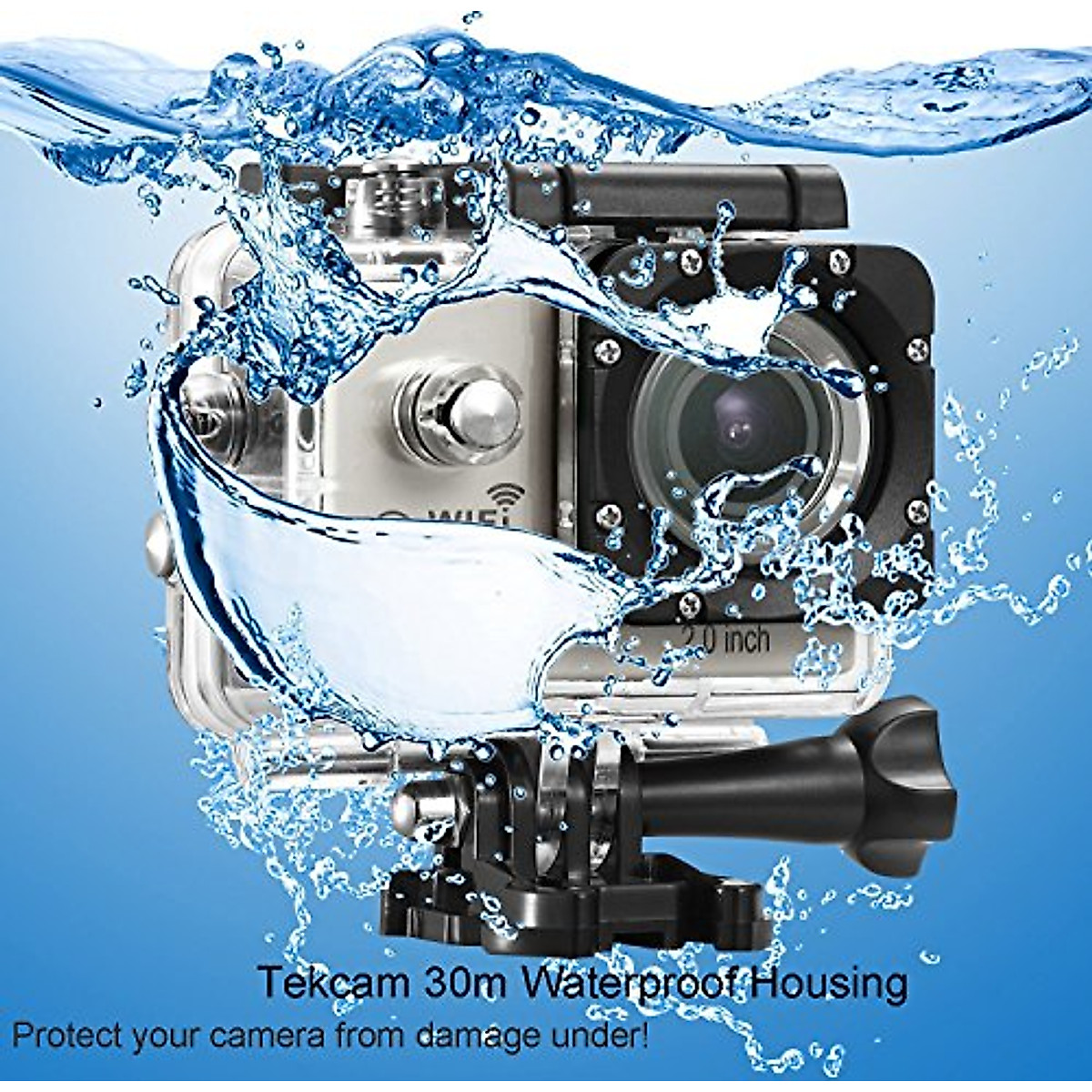 TEKCAM Action Camera Waterproof Case Underwater Protective Housing Case Compatible with AKASO EK7000/REMALI CaptureCam/Apexcam/Vemont/HLS/Jadfezy/AWOLFANG GA300 Action Camera