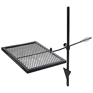 Lineslife Swivel Campfire Grill, Adjustable Heavy Duty Steel Campfire Grill Grate, Fire Pit Grill Grate Over Fire Pit with Carrying Bag for Outdoor Camping BBQ, Rectangle Black