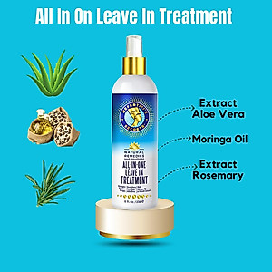 Nefertiti's Secrets All In One Leave-In Treatment, Moringa Oil & Rosemary Hair Conditioner, Strengthen & Stimulates, Heat Protection Spray For Hair Growth, Travel Size Moisturizer - 8 Oz / 236 ml