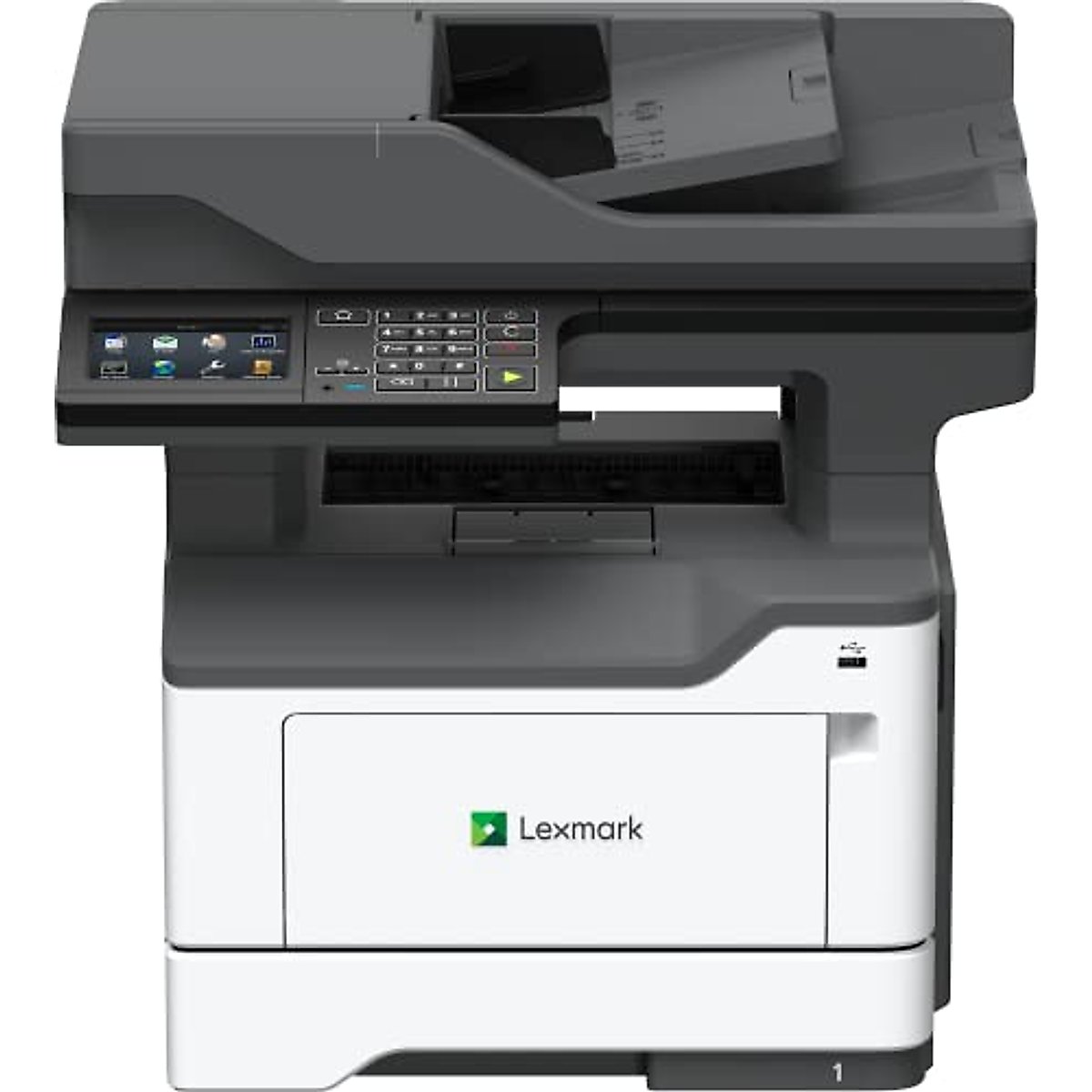 Lexmark MX521de Monochrome All-in One Laser Printer, Scan, Copy, Network Ready, Duplex Printing and Professional Features, Print Speed 46 ppm, Grey, 4.3 inch Touchscreen (36S0800)