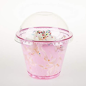 Golden Apple, 9oz-25sets Pink Red Plastic Cups with Clear Dome lids No Hole(25cups + 25lids)…