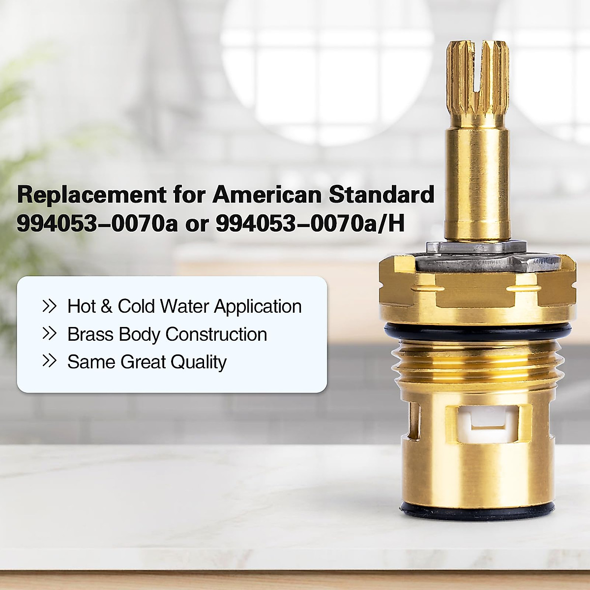 Cartridge for American Standard 994053-0070a or 994053-0070a/H Bath & Kitchen Faucet Replacement Valve Cartridge, 4z-24h Hot and Cold Replacement Stem, Brass